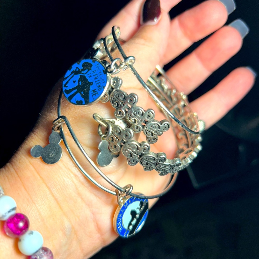 Set Of Three Disney Alex And Ani, Pixar, Silver Brace… - Gem